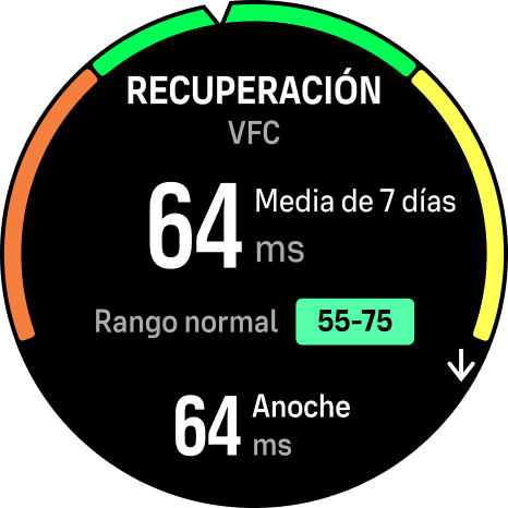 Suunto Race - Widgets - Recuperación, VFC (variabilidad de la ...