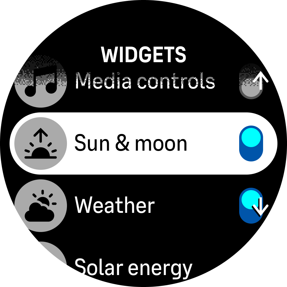 Suunto Ocean - Mga widget